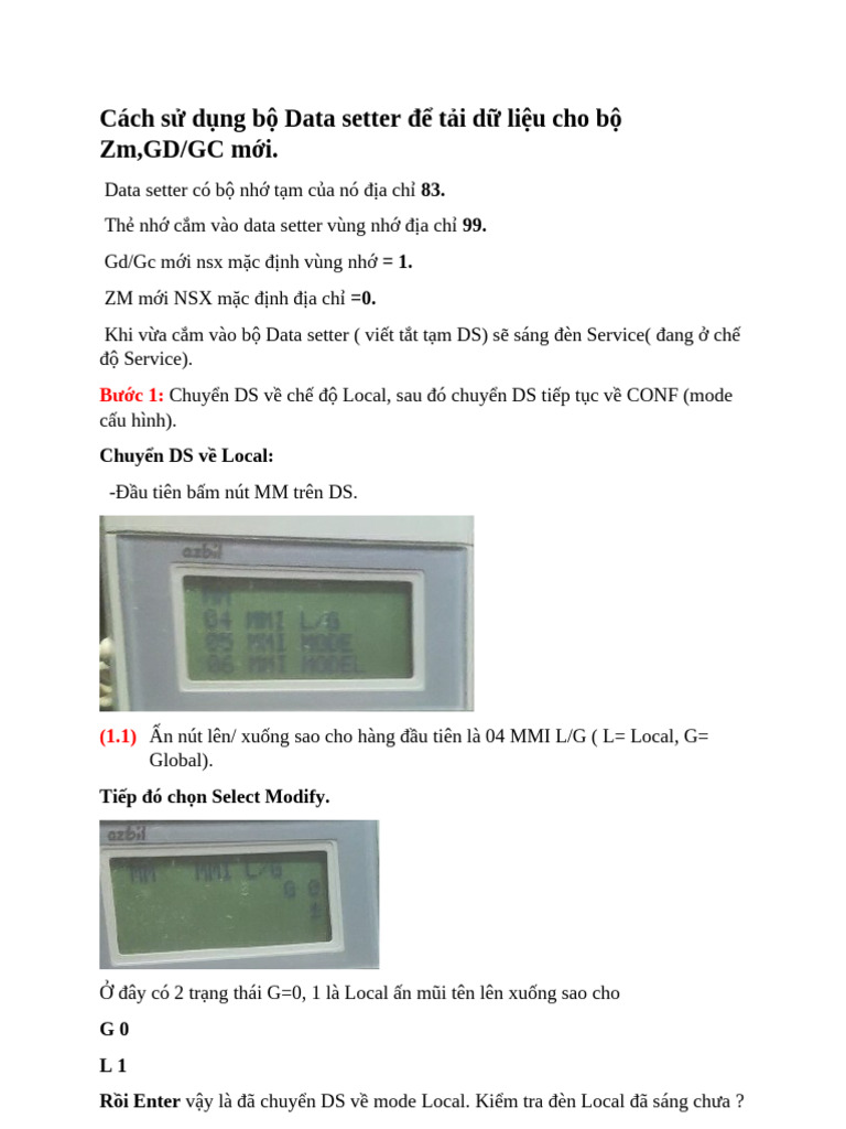 Cách Sử Dụng Bộ Data Setter Để Tải Dữ Liệu Cho Bộ Zm | PDF