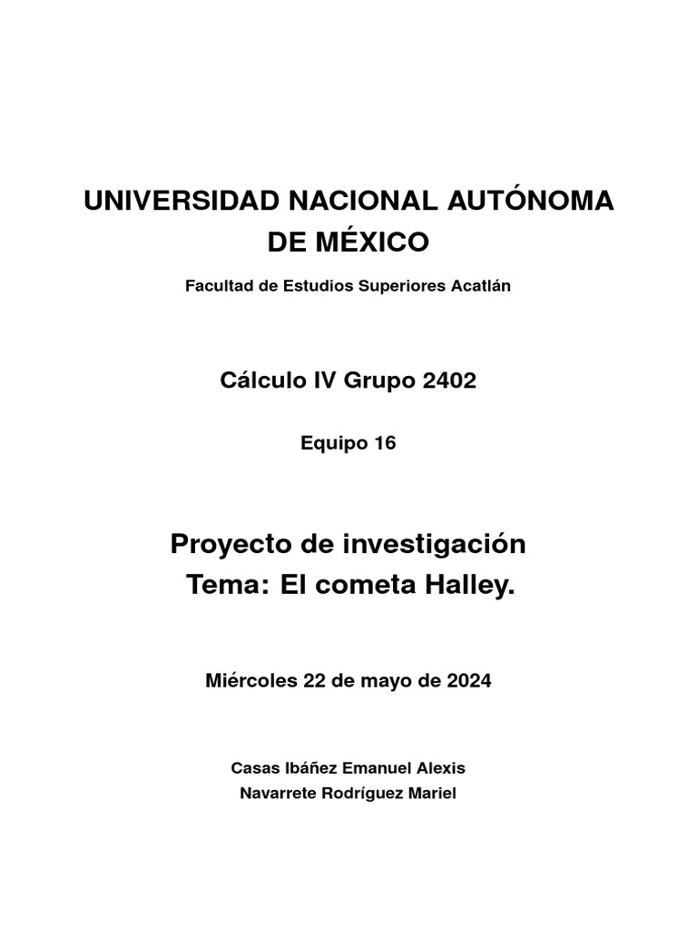 CALCULO - IV - El Cometa Halley | PDF | Cometa | Orbita