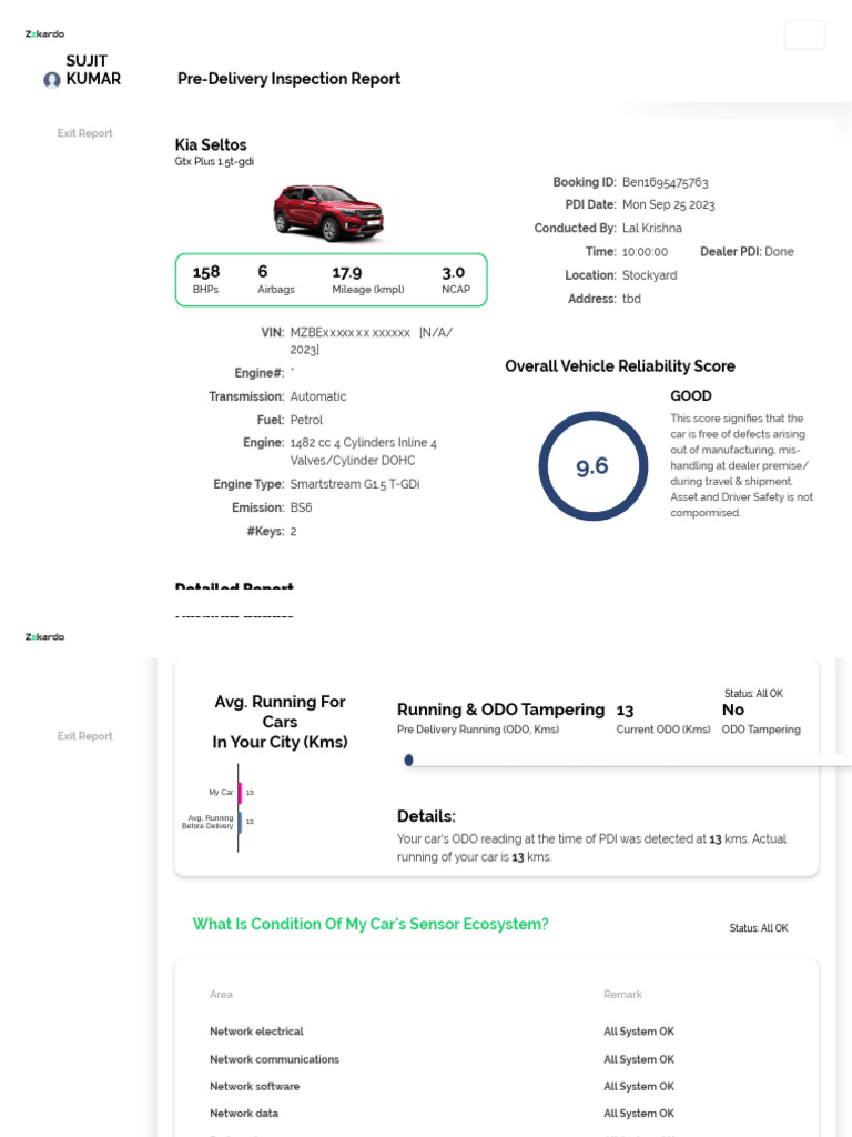 Zekardo _ PDI Report | PDF | Car | Engines