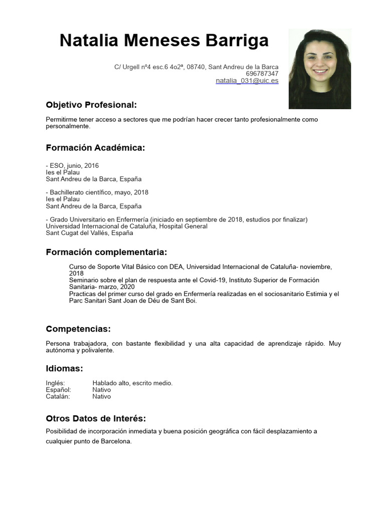 Curriculum Natalia Modificado | PDF | Ciencia y matemáticas