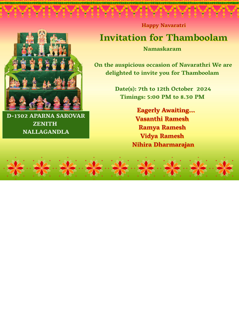 Navaratri Thamboolam Invitation | PDF