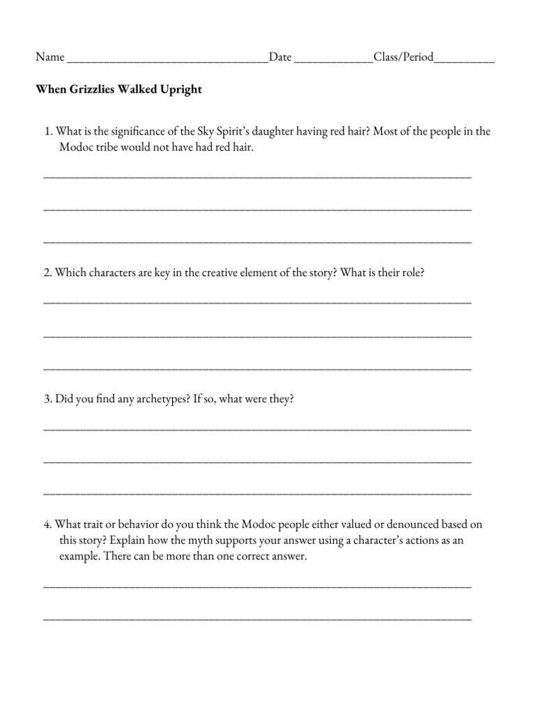 Analyzing "When Grizzlies Walked Upright" | PDF