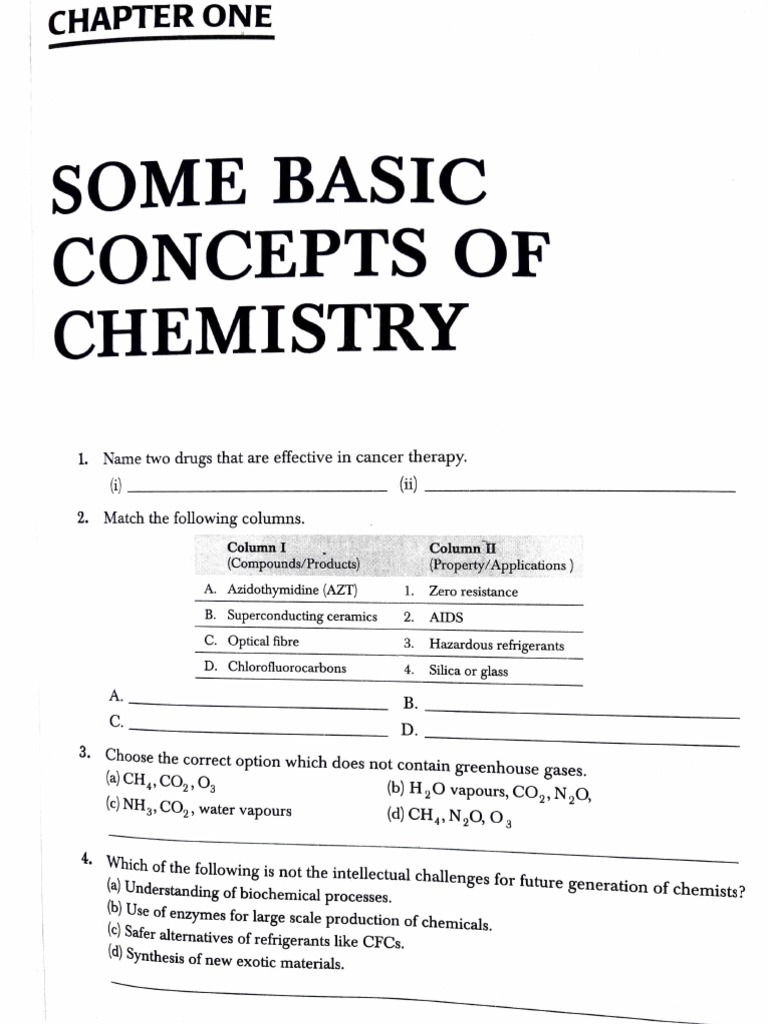 Ncert Workbook Basic Concepts & Atomic Structure | PDF