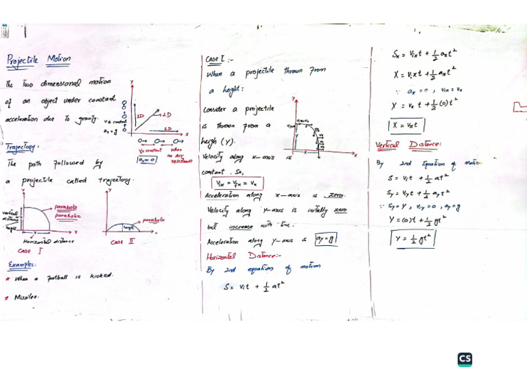 Projectile Motion Case 1 | PDF