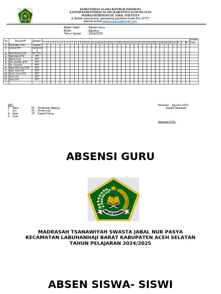 ABSEN GURU BARU - Copy | PDF