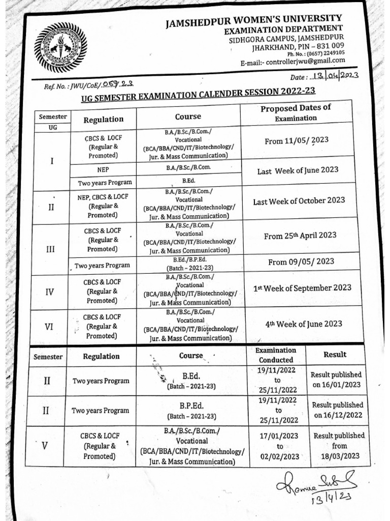 Examination Calender | PDF