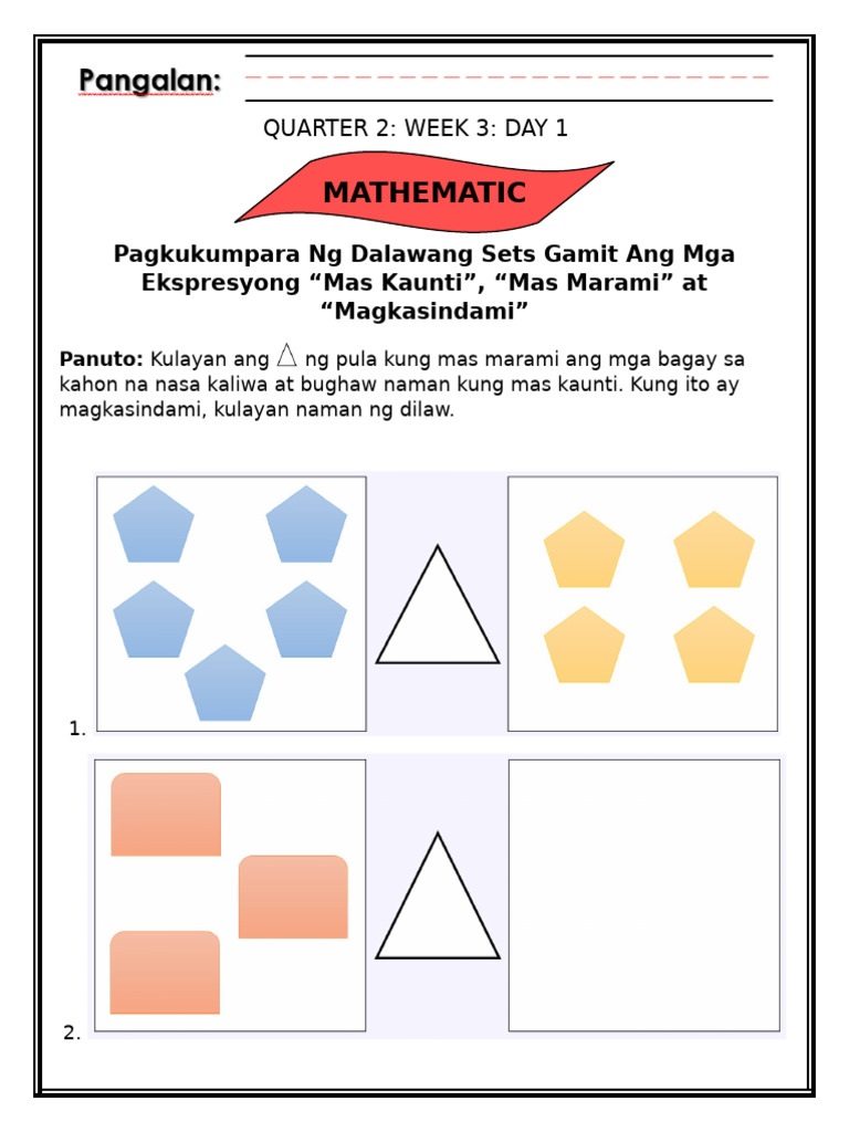 Worksheet Math Q2 Week3 | PDF