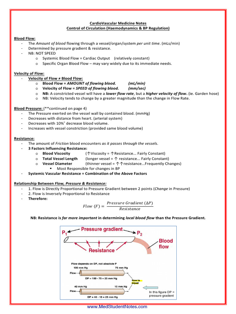 A&P - 5. Haemodynamics & Blood Pressure (9p) | PDF | Hemodynamics | Blood Vessel
