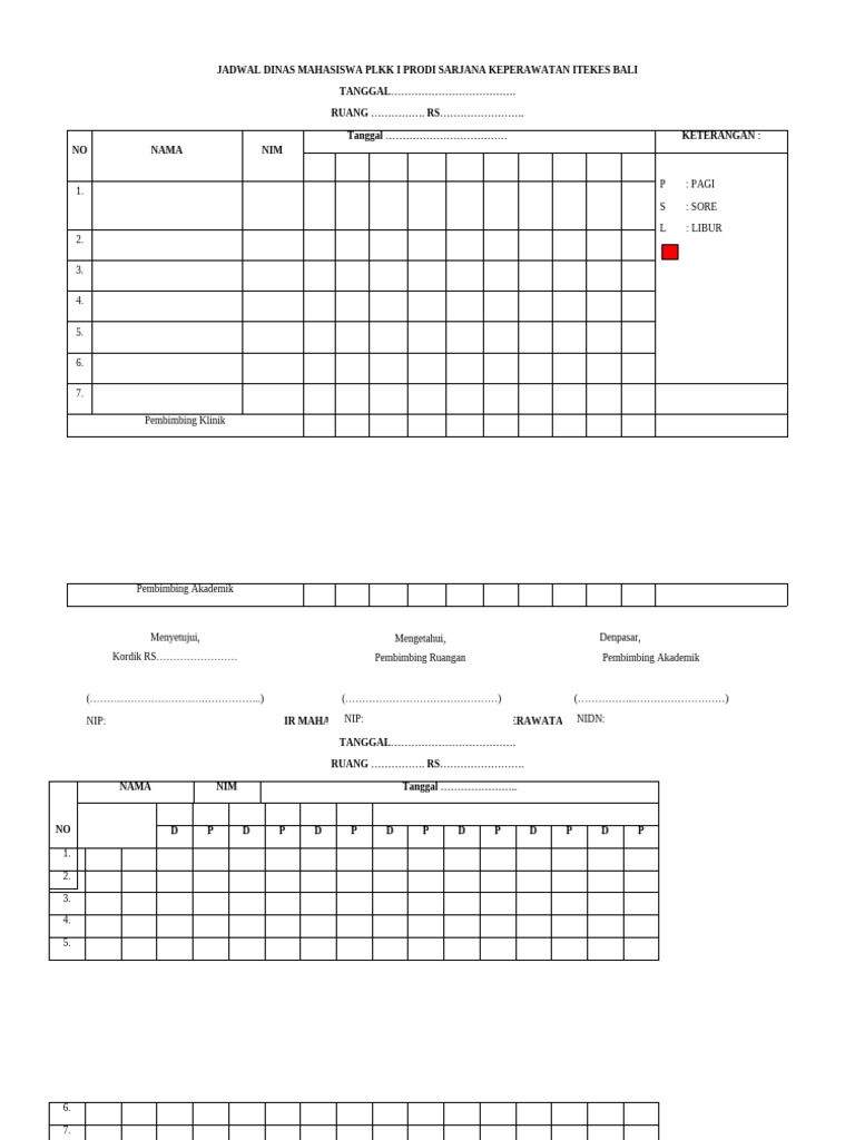 JADWAL DINAS DAN ABSEN PRAKTIK DI RS - Lampiran 12 | PDF