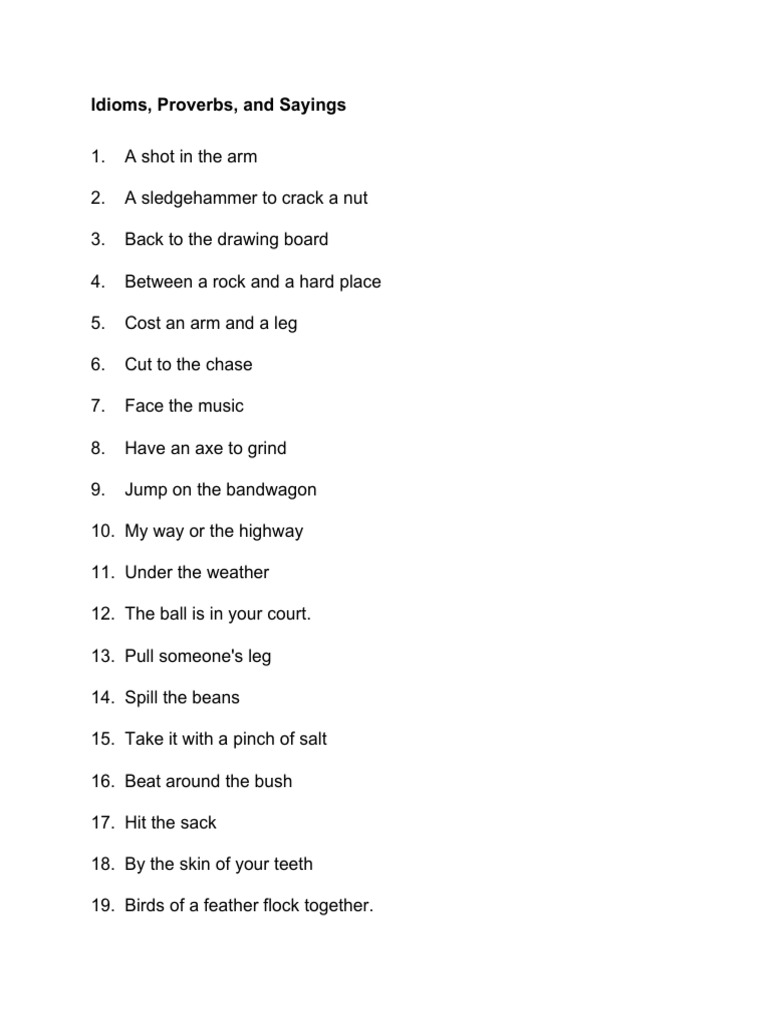 Idioms, Proverbs, and Phrases | PDF | Home & Garden