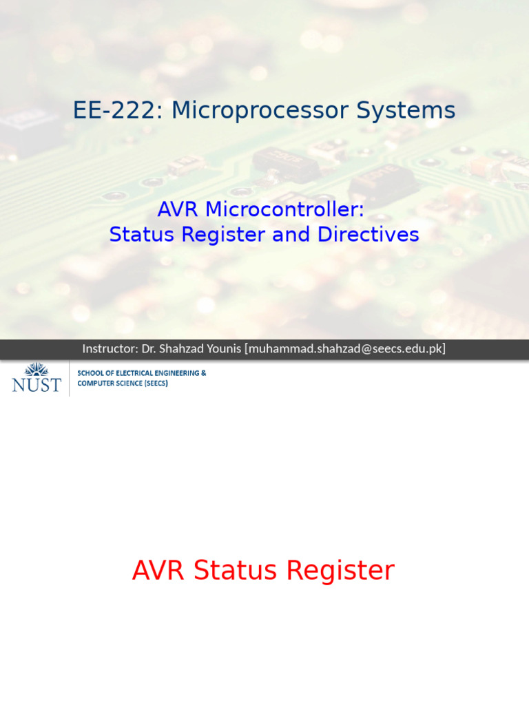 L06-AVR Status Register and Directives | PDF | Computer Architecture | Theory Of Computation