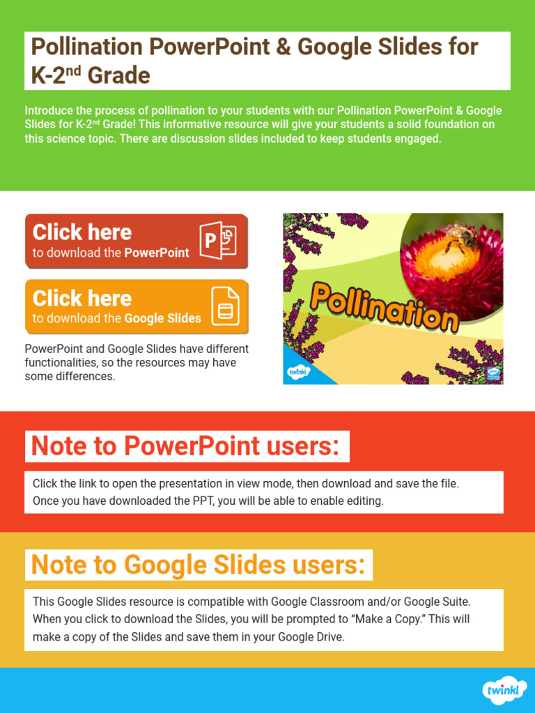 Guidance Pollination Powerpoint Google Slides For K 2nd Grade Us S 1686685037 - Ver - 1 | PDF