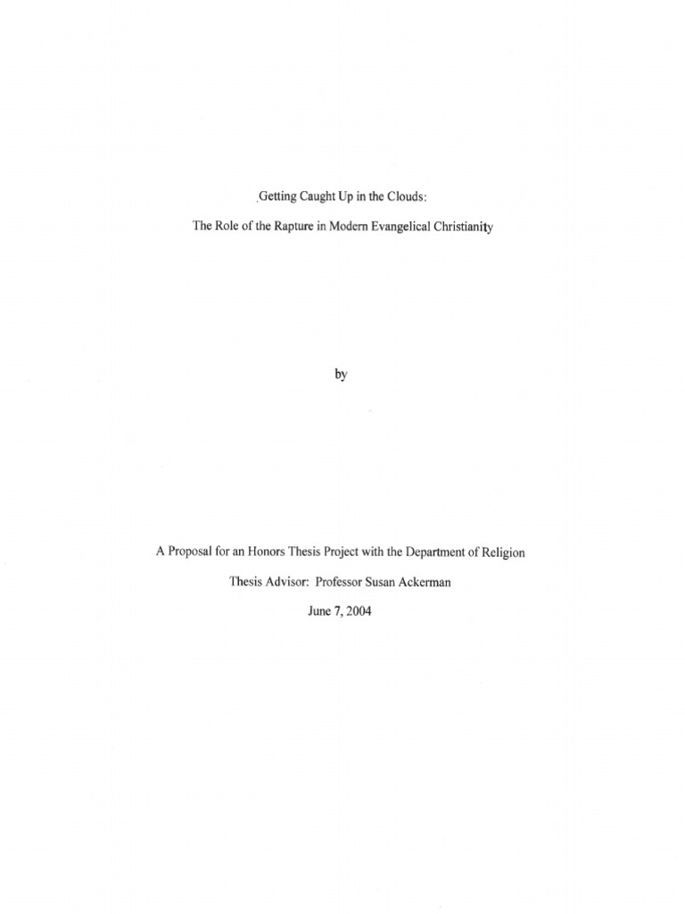 Rel. Honors Thesis Proposal - Sample 1 | PDF