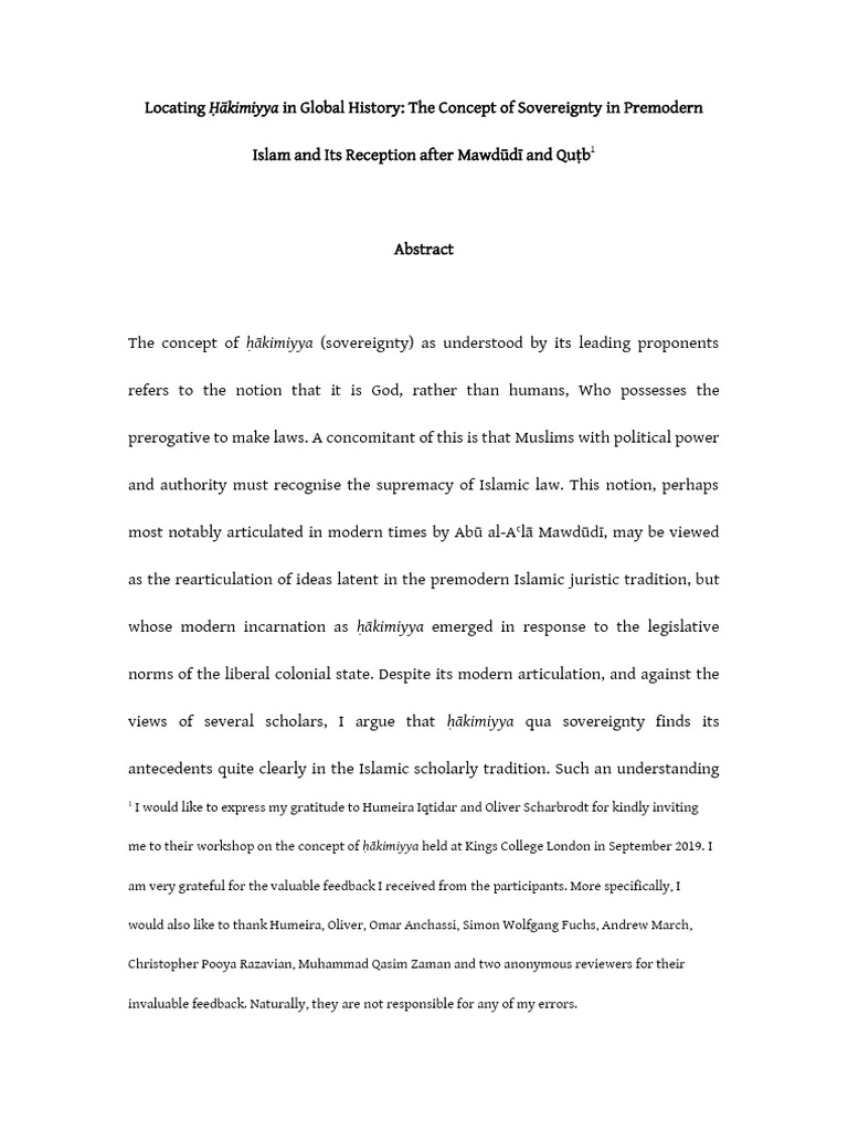 Al-Azami 2021 Locating Hakimiyya in | PDF | Sharia | Islamism