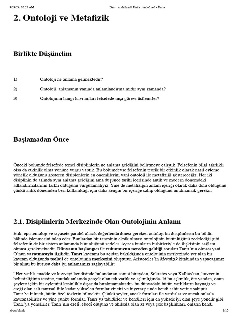 Felsefi Düşüncenin Temelleri | PDF
