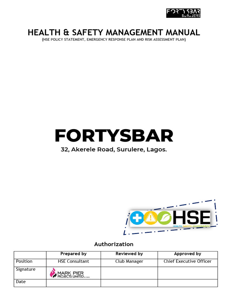 Fortysbar Safety Manual | PDF | Occupational Safety And Health | Risk ...