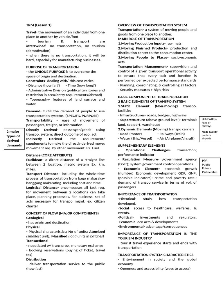 TRM Reviewer | PDF | Transport