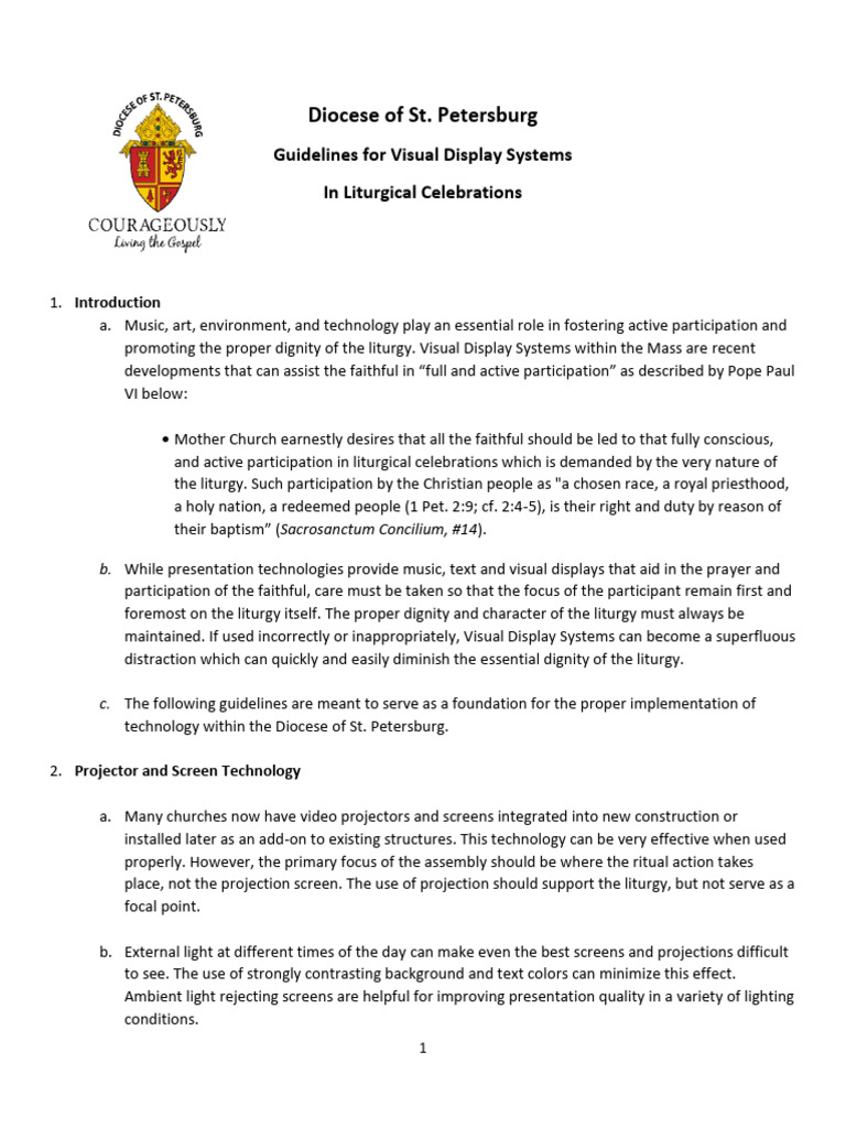 DOSP Projection Guidelines | PDF | Mass (Liturgy) | Christian Worship ...