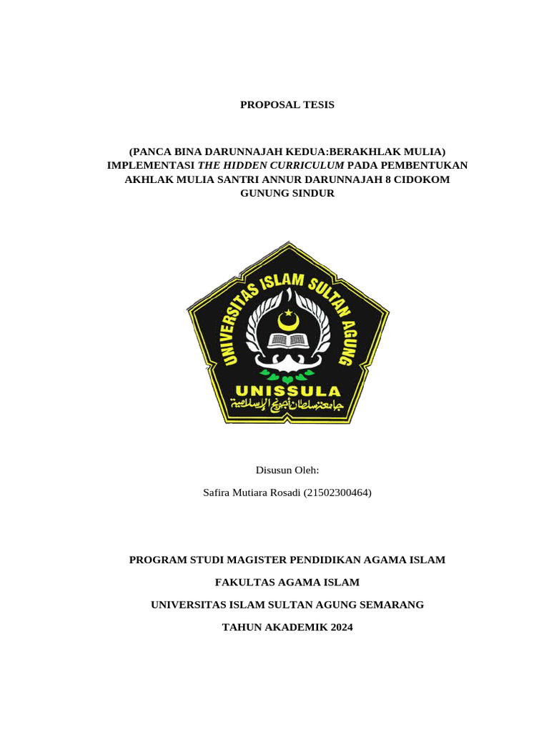 Proposal Thesis Safira Mutiara 21502300464 UNISSULA | PDF