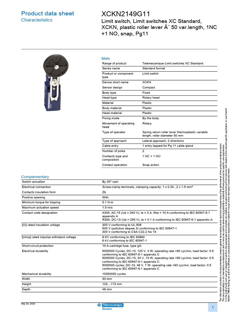 XCKN2149G11 Document | PDF | Switch | Insulator (Electricity)