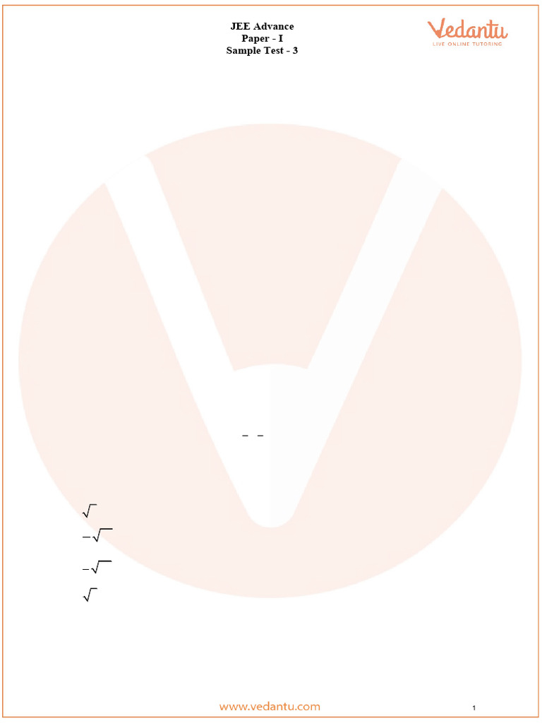 Jee Advanced Sample Question Paper 3 | PDF | Triangle | Electronvolt