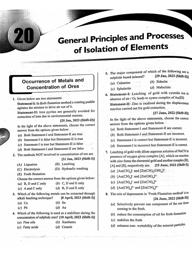JEE Mains & Advance PYQ 5 Year's Topic Chemistry General Principles | PDF JEE Mains & Advance PYQ 5 Year's Topic Chemistry General Principles | PDF