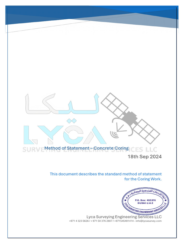 Concrete Coring Method Statement for Dubai | PDF | Personal Protective ...