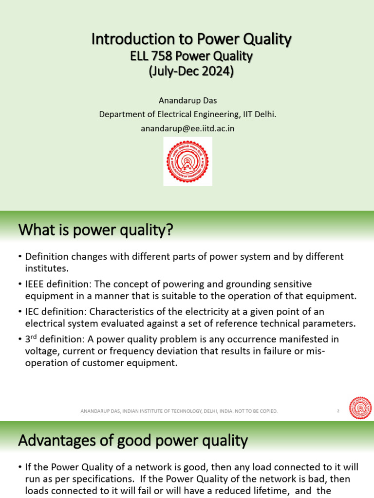 T1 Introduction Power Quality | PDF | Ac Power | Electrical Components