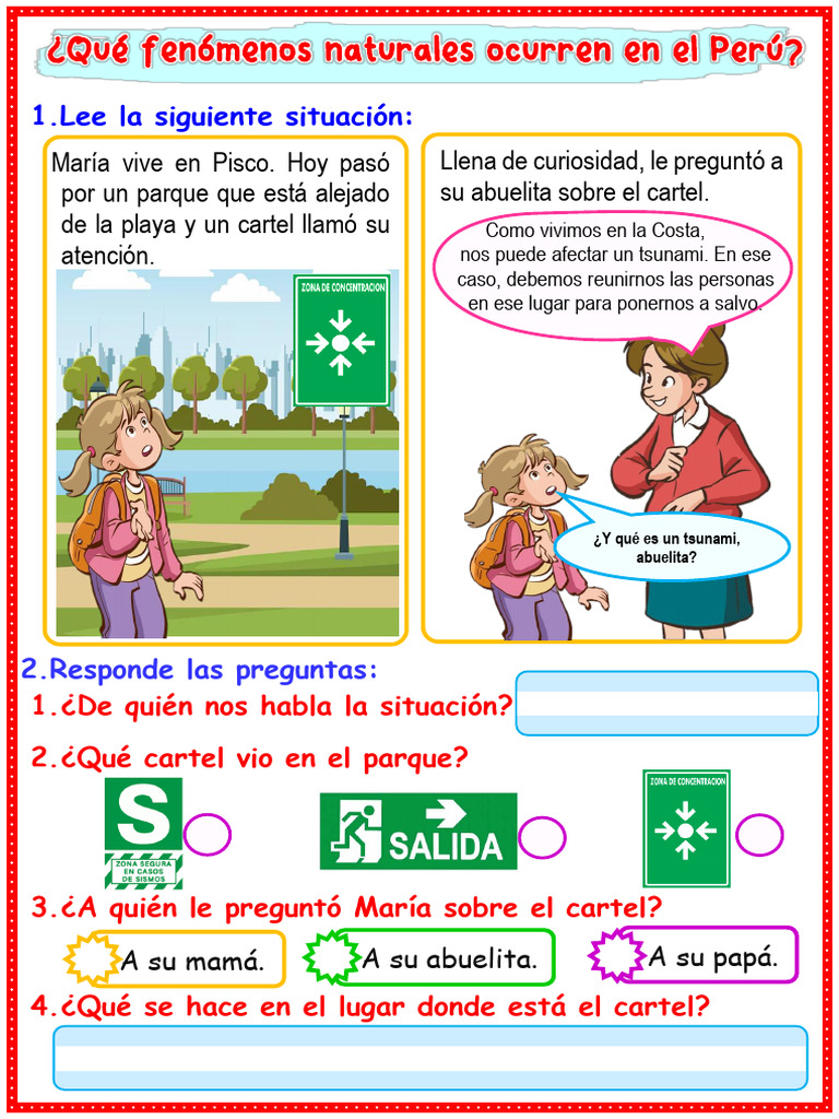 Ficha Conocemos Los Fenomenos Naturales Que Ocurren en El Peru Maestra ...