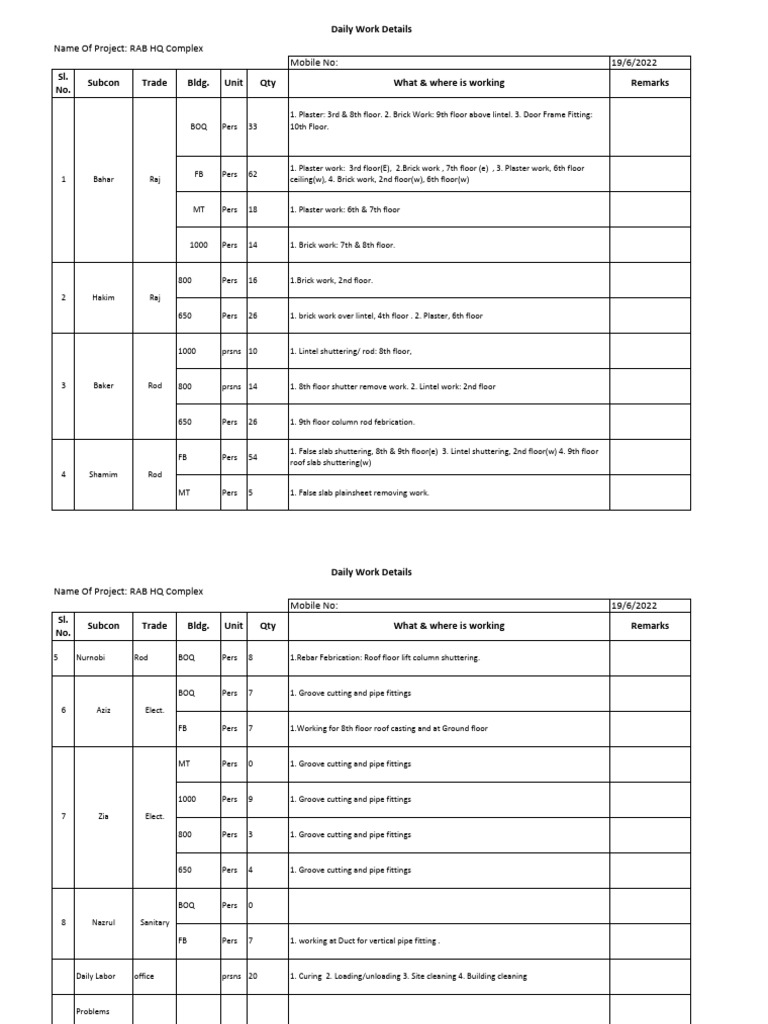 Daily Report | PDF | Buildings And Structures | Building