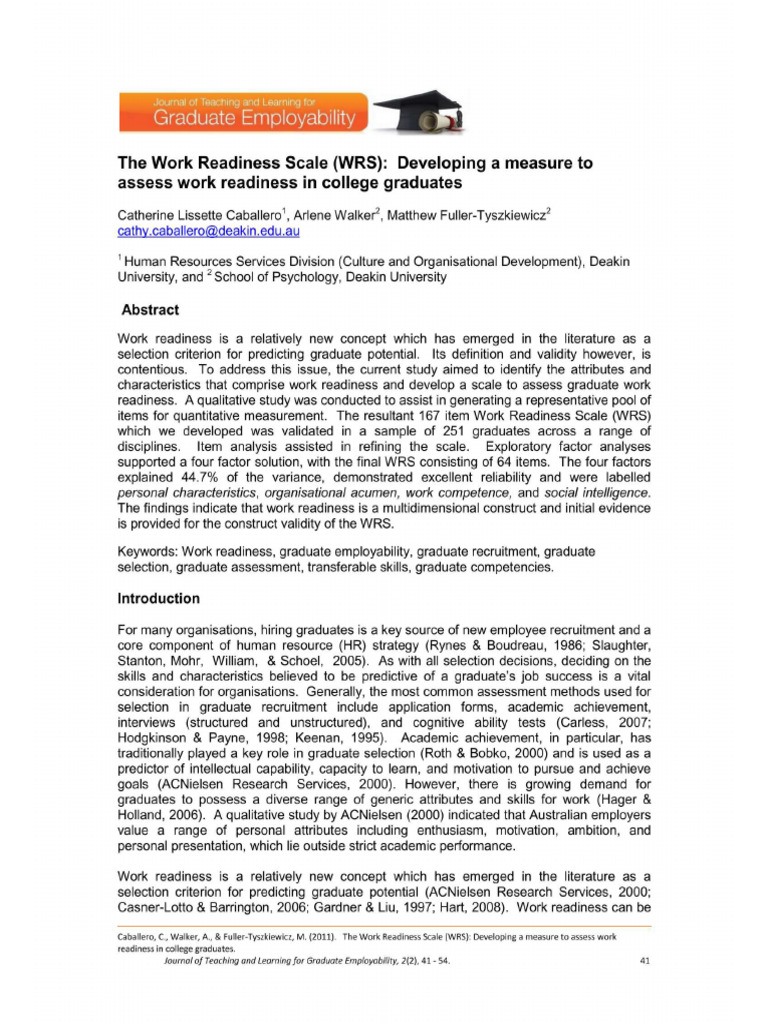 The Work Readiness Scale | PDF