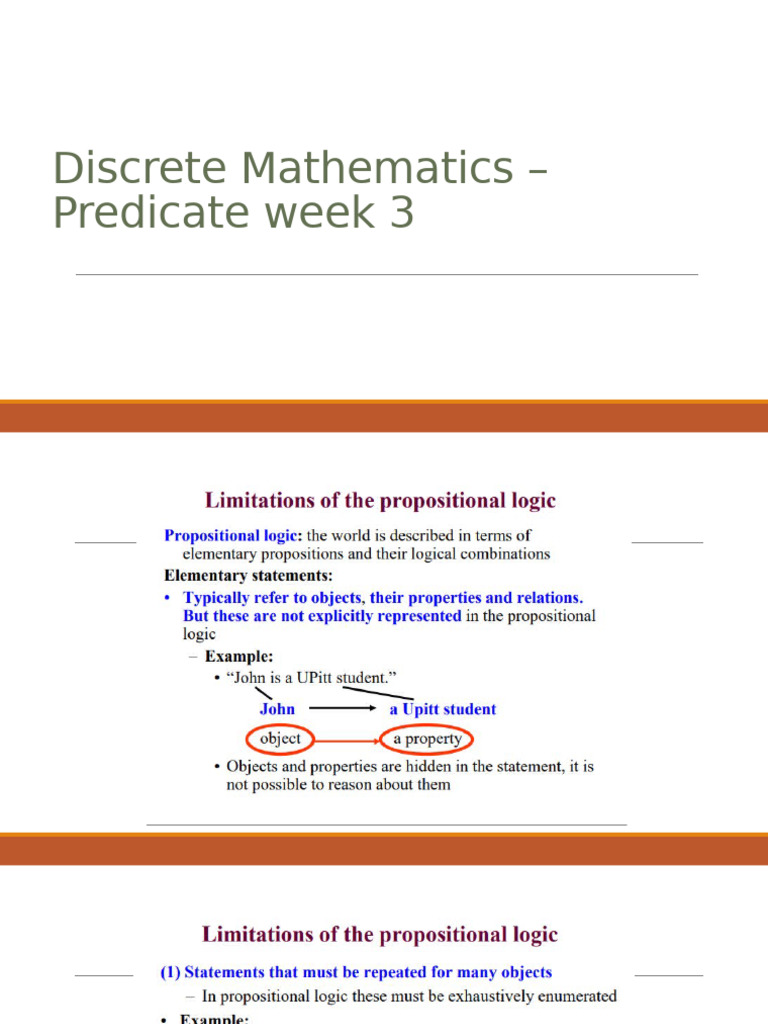 Discrete Mathematics - Predicate Week 3 | PDF