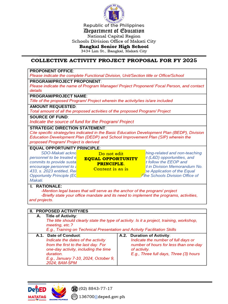BSHS - Collective Activity Project Proposal - Annex To DM - s2022 - 014 ...