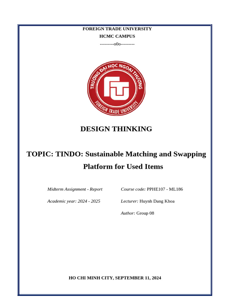 Midterm Report - Tindo - Design Thinking | PDF | Brainstorming | Sustainability
