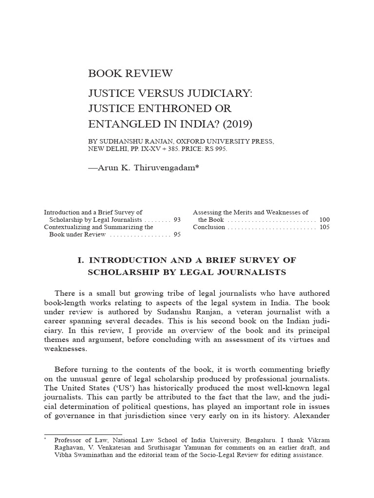 Book Review: Justice vs Judiciary in India | PDF | Supreme Court Of The ...