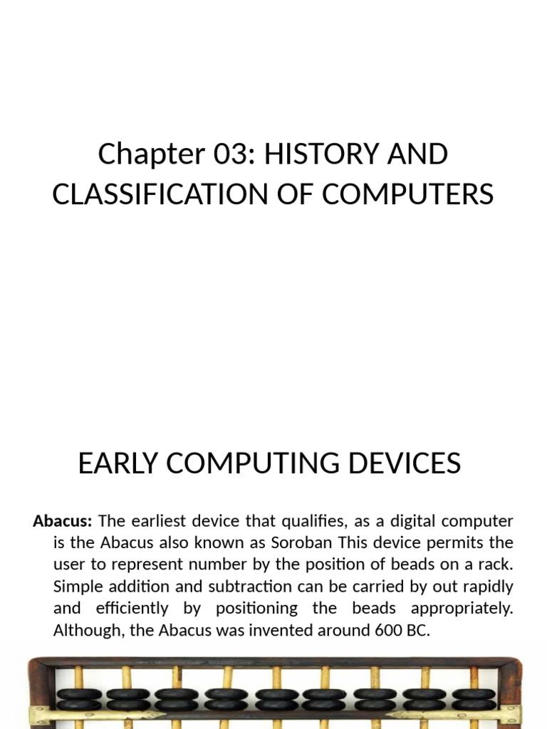 Chapter 03 History and Classification of Computers | PDF | Microcomputers | Personal Computers