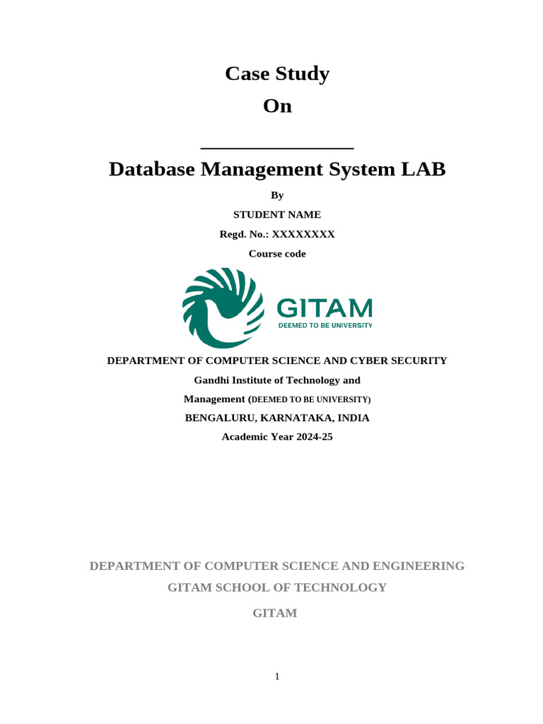 DBMS Case Study Report Template | PDF | Databases | Computing