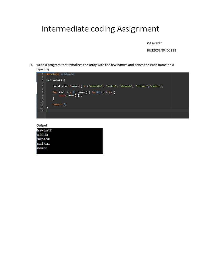 Intermediate Coding Assignment New | PDF | Computers