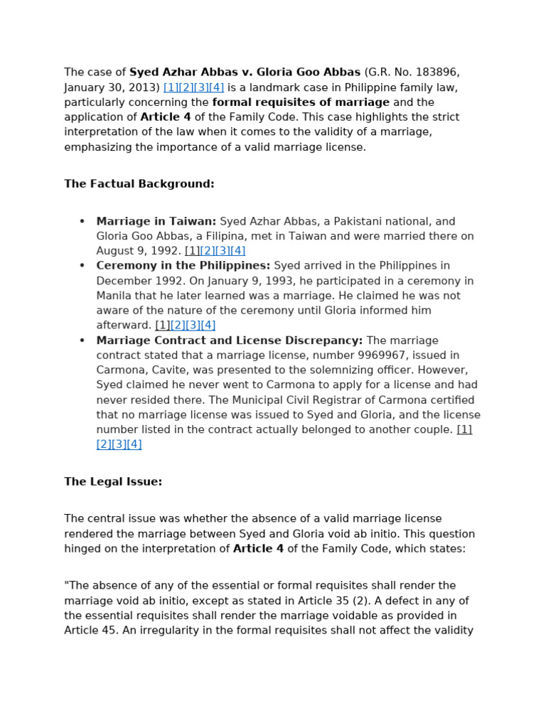 Syed Azhar Abbas v. Gloria Goo Abbas | PDF | Marriage | Marriage License