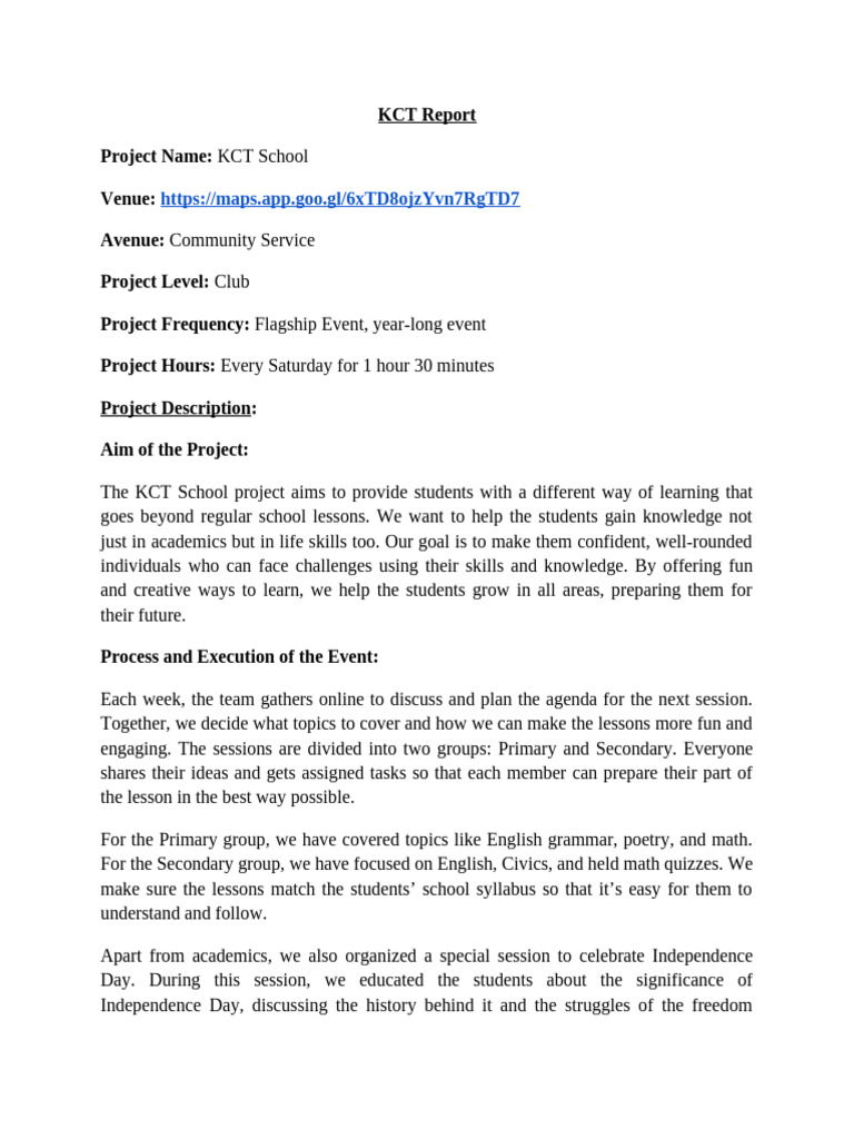 KCT Report - Shivaanshi Singh | PDF | Cognition | Learning