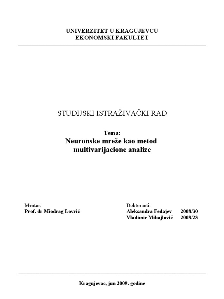 Neuronske Mreze | PDF