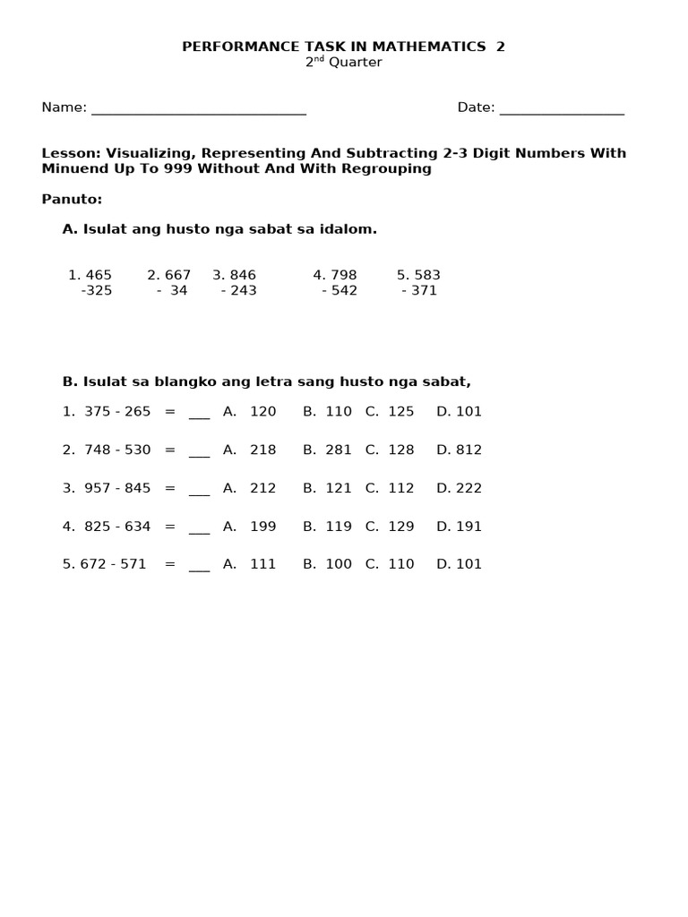PTask MATH2 | PDF