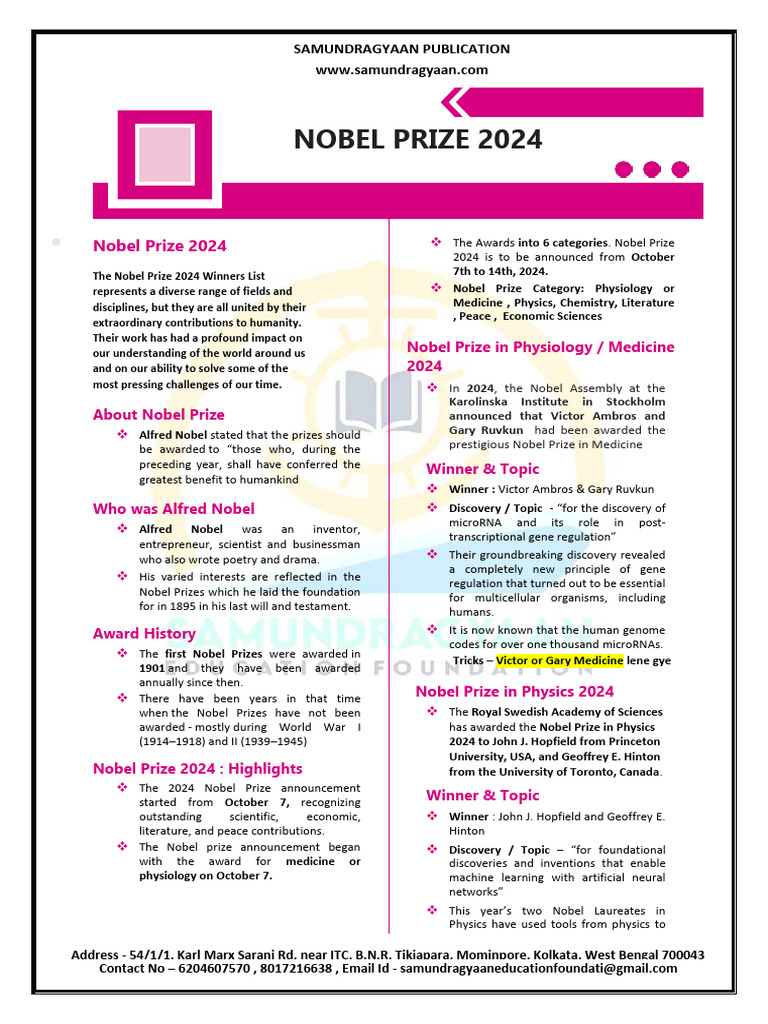 Nobel Prize 2024 | PDF | Nobel Prize
