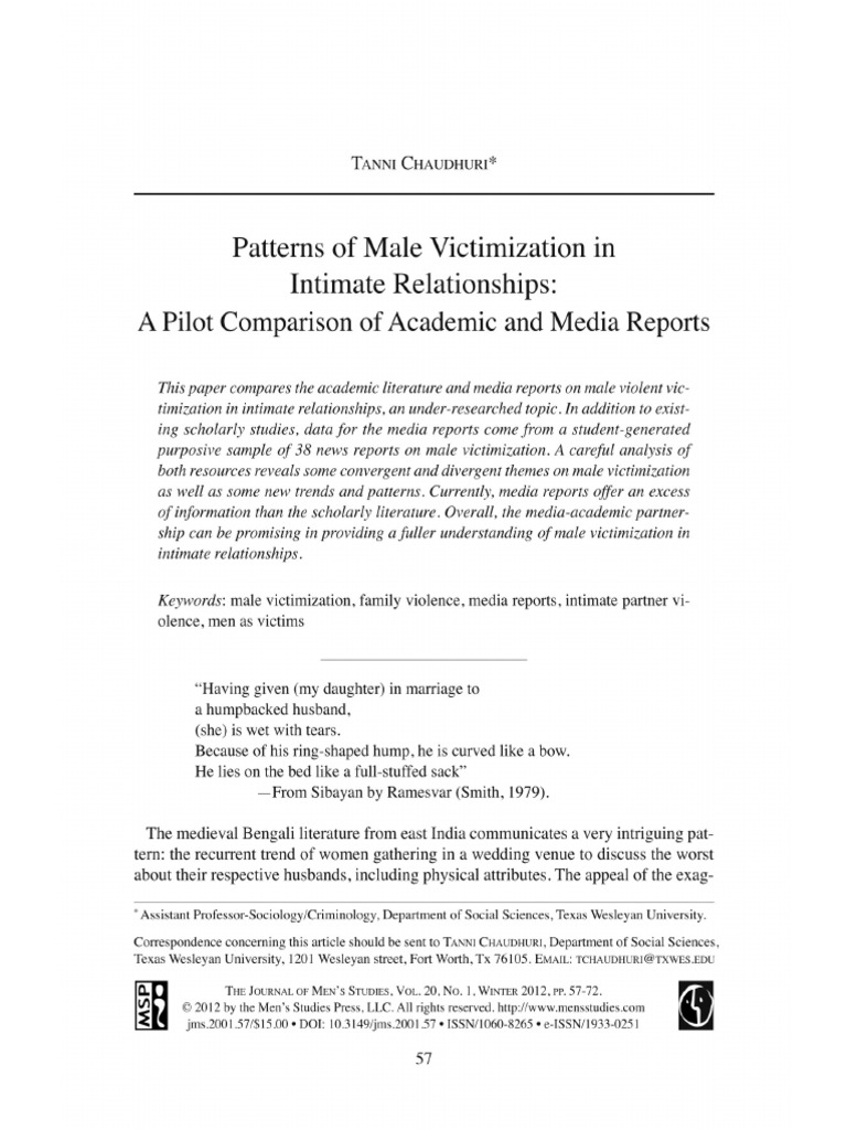 Patterns of Male Victimization in Intimate Relationships | PDF