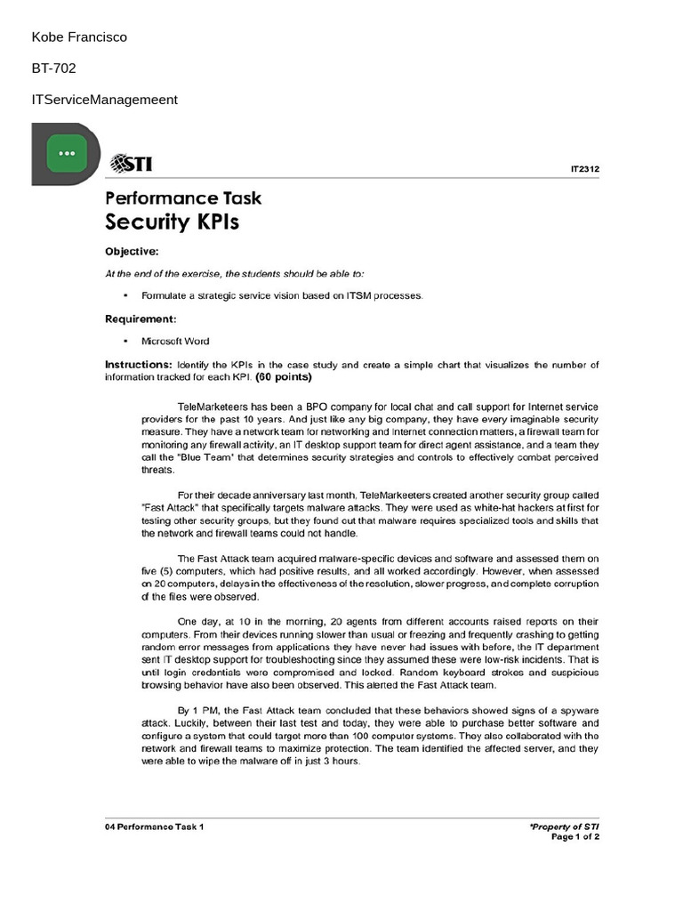 04 PerformanceTask KF | PDF | Business | Technology & Engineering