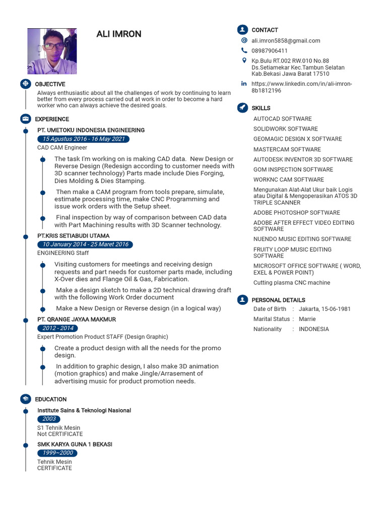Resume - Ali Imron | PDF | Computing