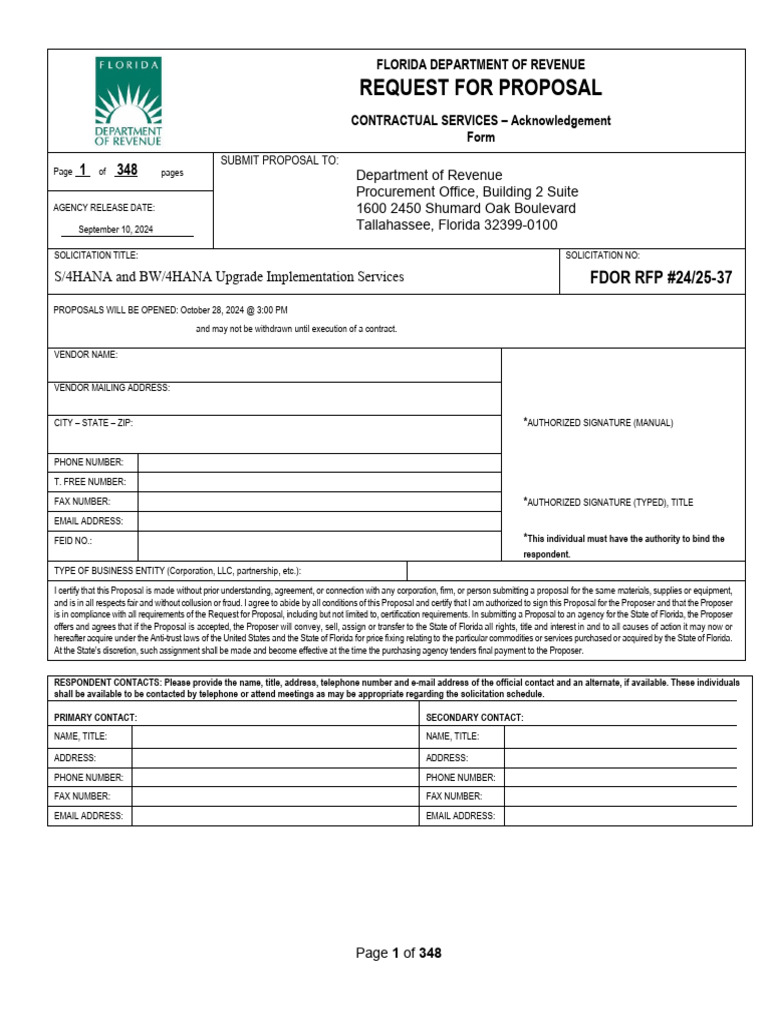 Fdor RFP 24-25-37 | PDF | Request For Proposal | Customer Relationship ...