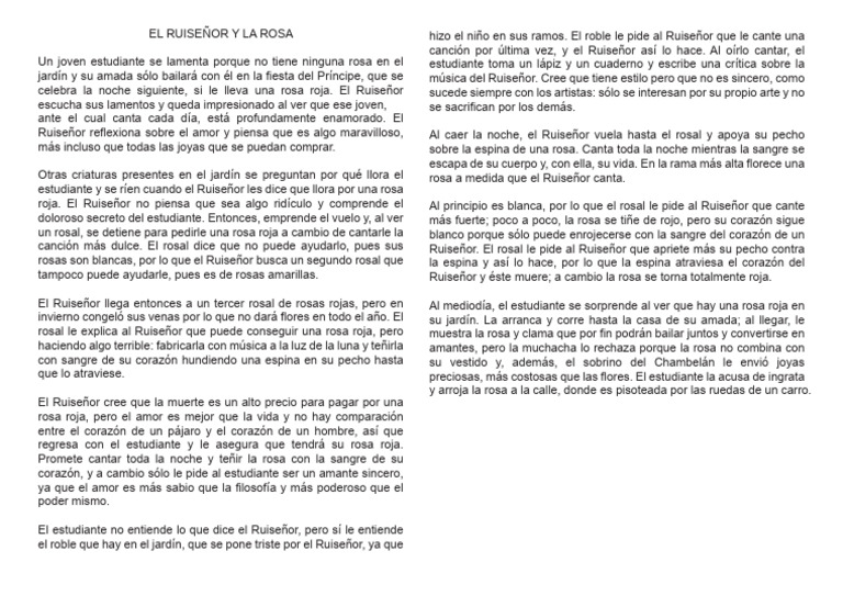 El Ruiseñor y La Rosa | PDF | Rosa