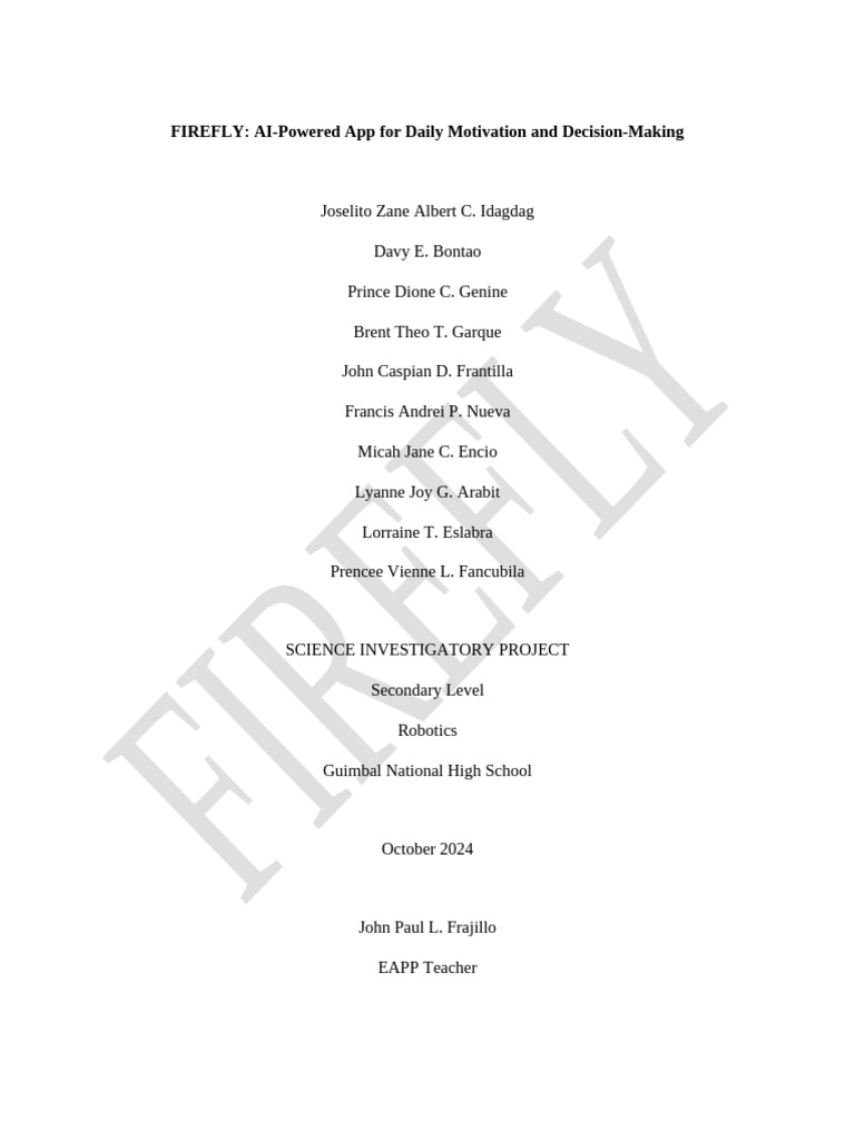FIREFLY - AI-Powered App For Daily Motivation and Decision | PDF | Artificial Intelligence ...