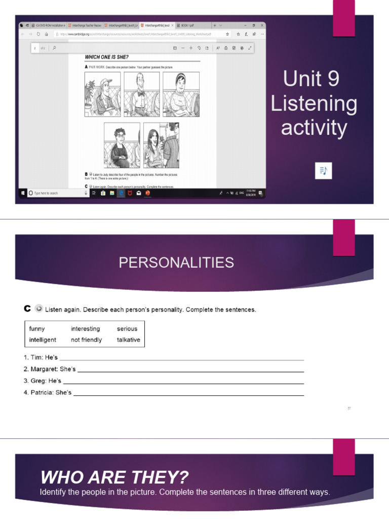 Personalities Listening Activity Guide | PDF | Mystery, Thriller ...